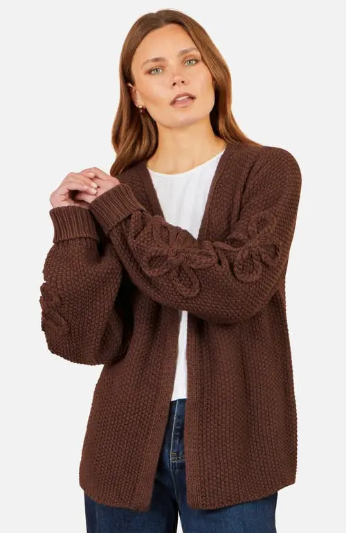 YUMI Knitted Flower Detail Sleeve Cardigan