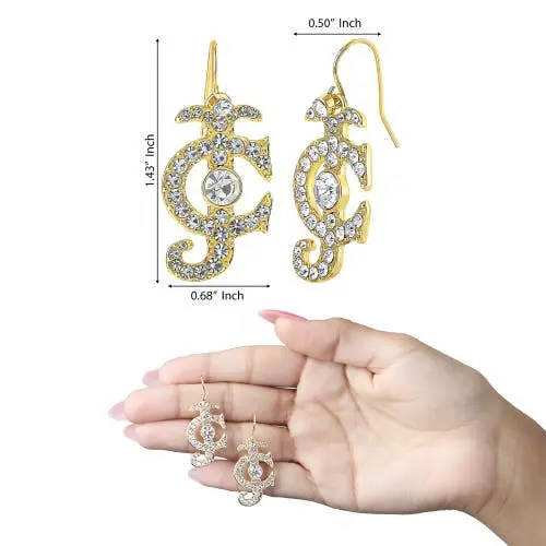 Juicy Couture Rhinestone Logo Drop Earrings For