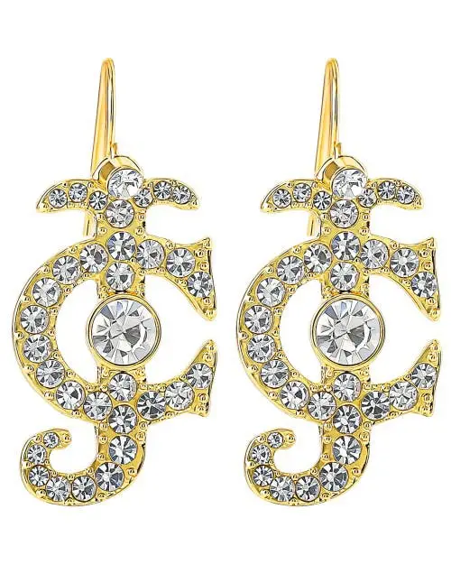 Juicy Couture Rhinestone Logo Drop Earrings For