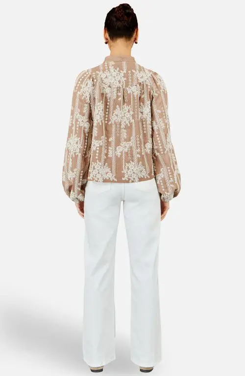 YUMI Embroidered Floral Relaxed Shirt