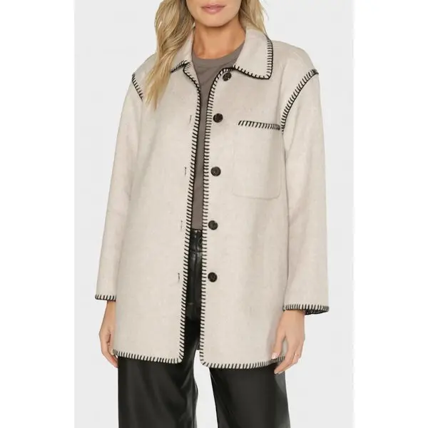 Matty M. Angel Contrast Whipstitch Button Front Jacket