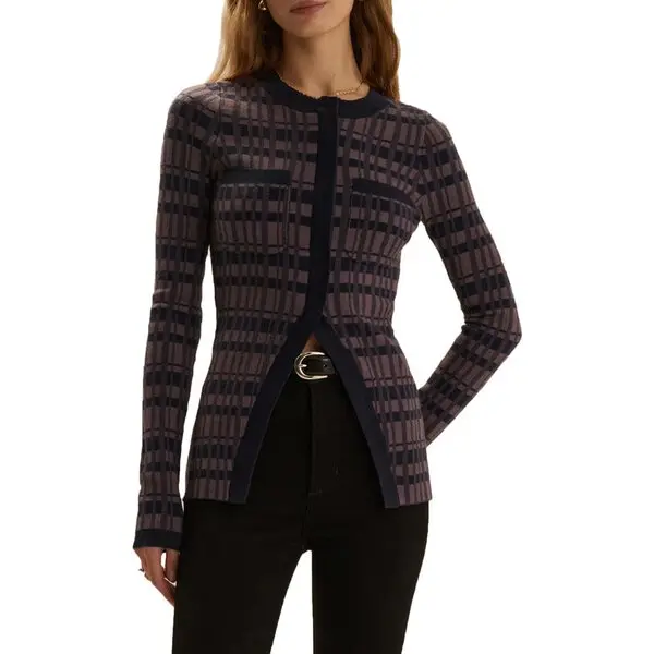 FAVORITE DAUGHTER The Draper Cardigan - Navy Plaid
