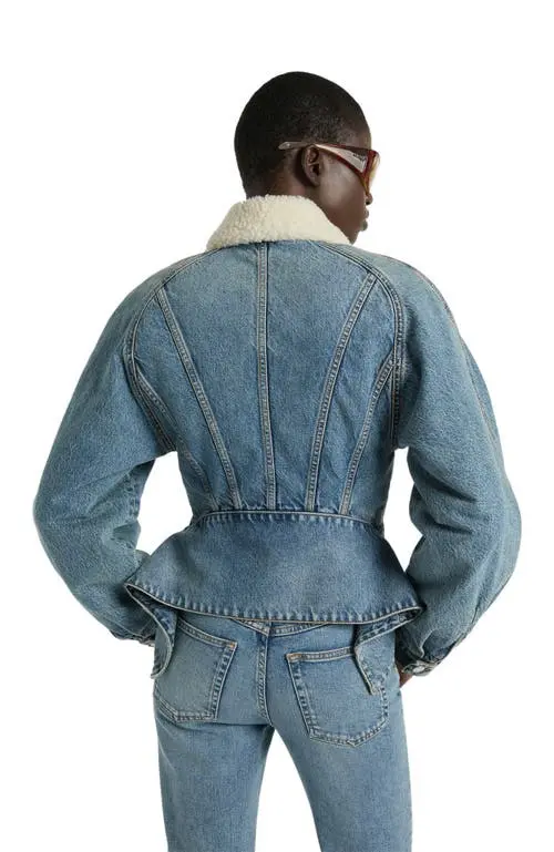Balmain Faded Denim Peplum Jacket