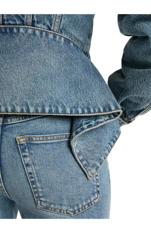 Balmain Faded Denim Peplum Jacket