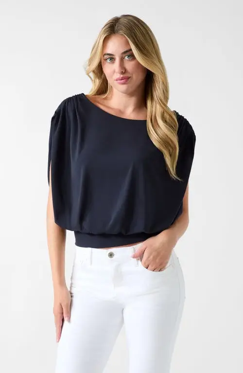 Guess Aundrea Draped Knit Top - Open Blue