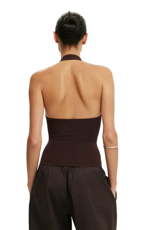 COTTON ON Everyday Smooth Scoop Halter - Dark Oak