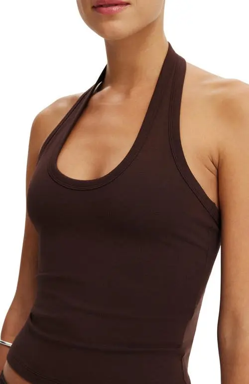 COTTON ON Everyday Smooth Scoop Halter - Dark Oak