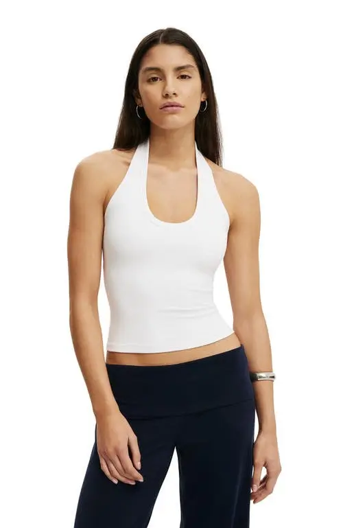 COTTON ON Scoop Neck Halter Top - White