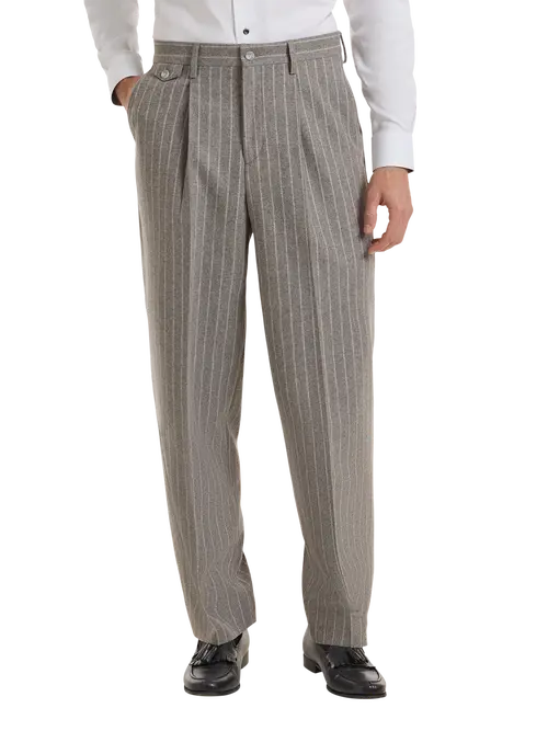 PAUL FREDRICK Finished Pleated Front Pants - Grey