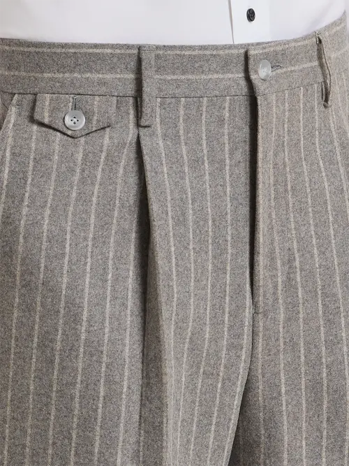 PAUL FREDRICK Finished Pleated Front Pants - Grey