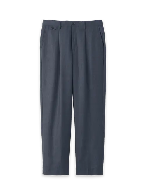 PAUL FREDRICK Pleated Front Pinstripe Trousers - Navy