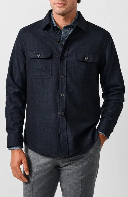 David Donahue Wool Herringbone Shirt Jacket