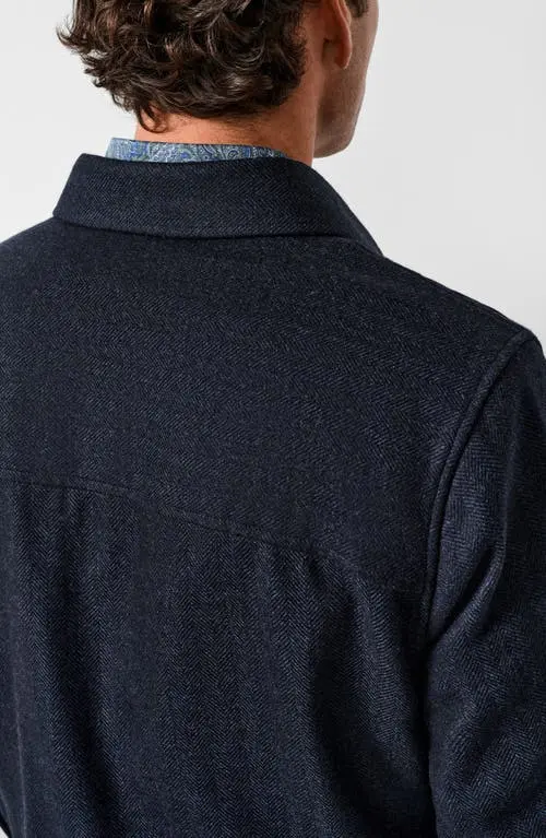 David Donahue Wool Herringbone Shirt Jacket