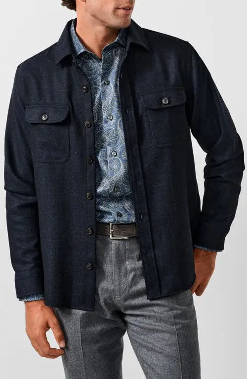 David Donahue Wool Herringbone Shirt Jacket
