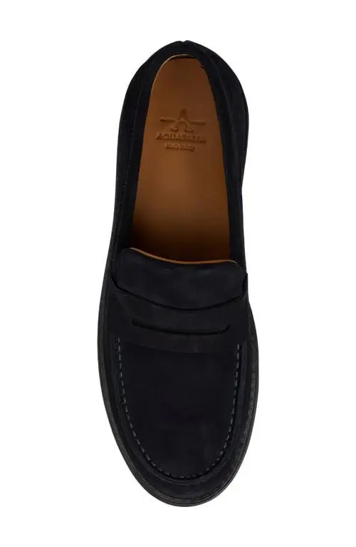 Aquatalia Bucarest Water Repellent Penny Loafer - Navy Suede