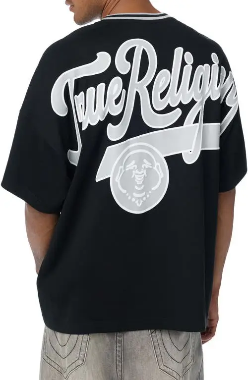True Religion Script Heavy Oversized T-shirt - Jet Black