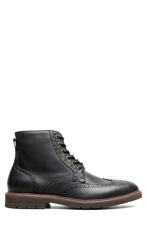 Florsheim Redford Leather Wingtip Lace Up Boot - Black Ch