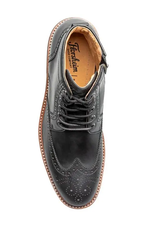 Florsheim Redford Leather Wingtip Lace Up Boot - Black Ch