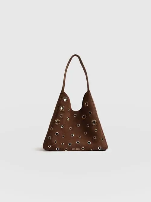 SAINT + SOFIA Allana Eyelet Bag - Coffee Suede