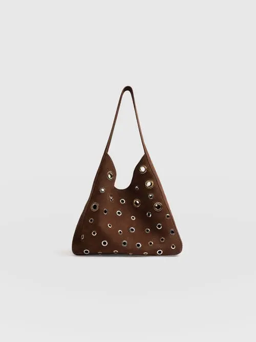 SAINT + SOFIA Allana Eyelet Bag - Coffee Suede