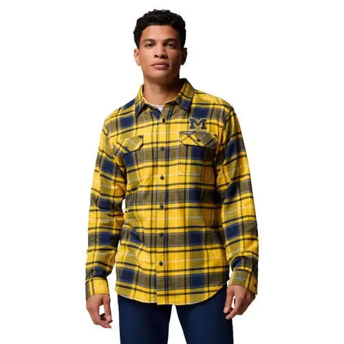 Columbia Michigan Wolverines Flare Gun Omni-wick Flannel Long Sleeve Button-up Shirt - Maize