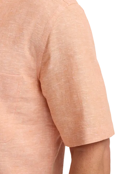 PAUL FREDRICK Linen Blend Solid Casual Shirt - Light Coral
