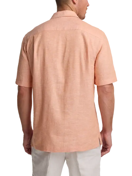 PAUL FREDRICK Linen Blend Solid Casual Shirt - Light Coral