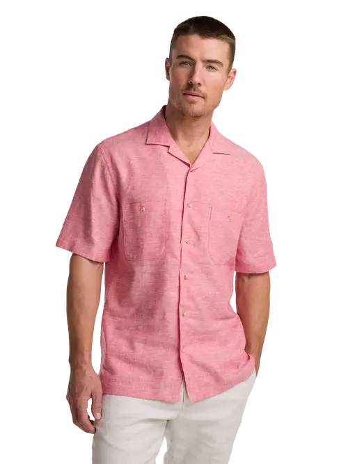 PAUL FREDRICK Linen Blend Solid Casual Shirt