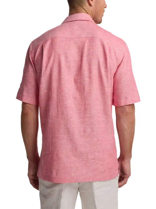 PAUL FREDRICK Linen Blend Solid Casual Shirt