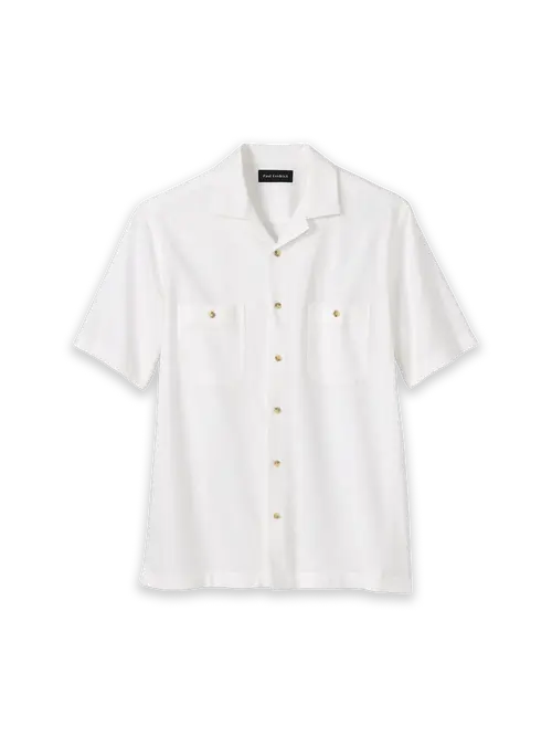 PAUL FREDRICK Linen Blend Solid Casual Shirt - White