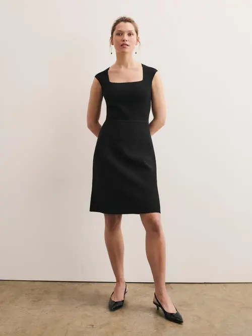 The Fold Sculptural Square Neck Sheath Dress
