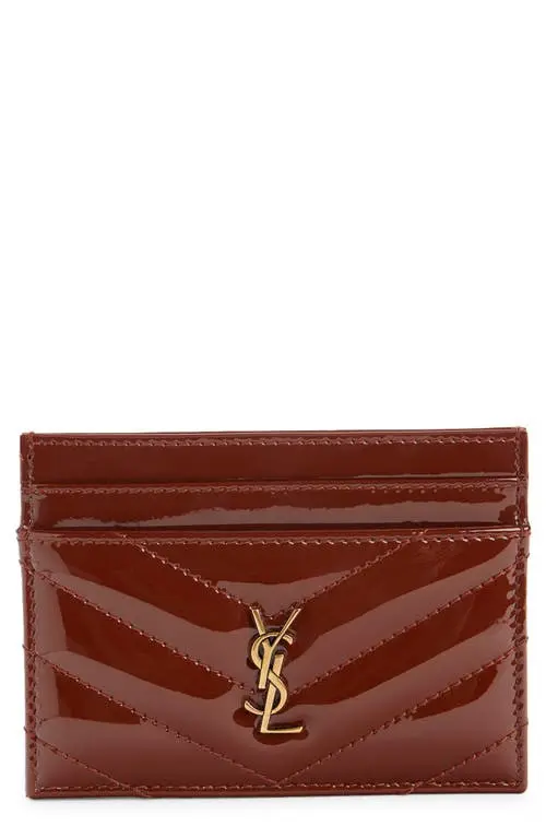 Saint Laurent Chevron Glazed Leather Card Case - Glazed Brown
