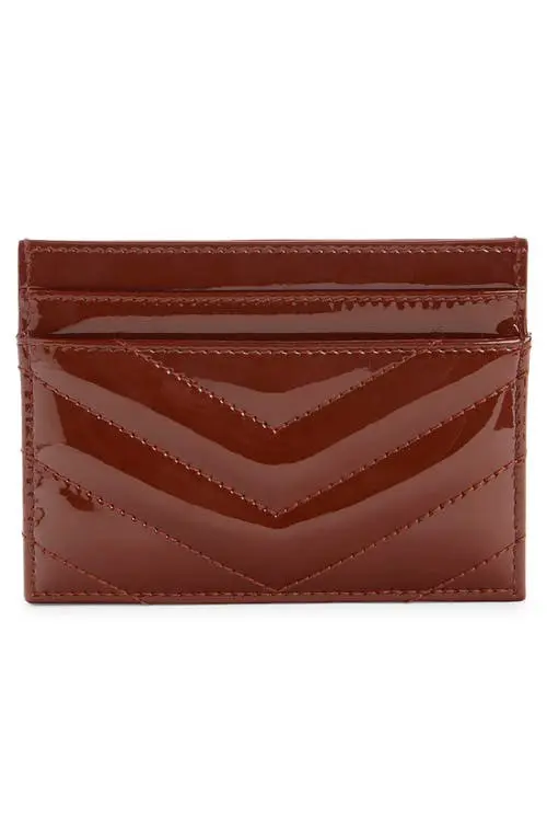 Saint Laurent Chevron Glazed Leather Card Case - Glazed Brown