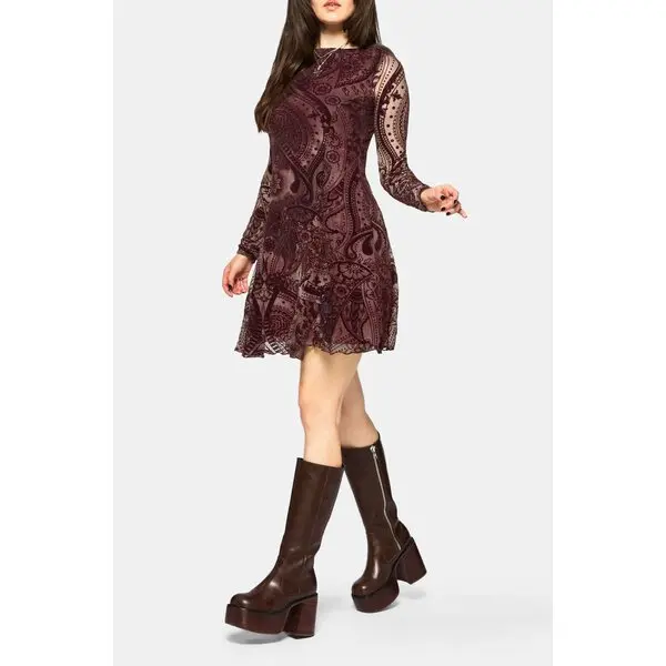 DISTURBIA Loveday Paisley Printed Godet Mini Dress - Pink