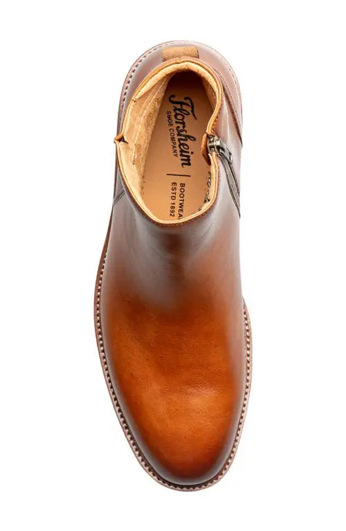 Florsheim Redford Plain Toe Side Zip Boot - Cognac
