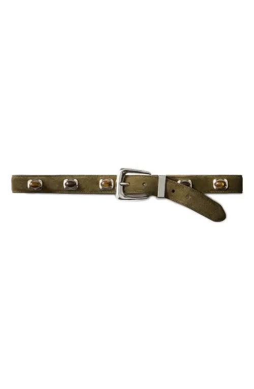 Veronica Beard Stone Embellished Suede Belt - Cypress Silver