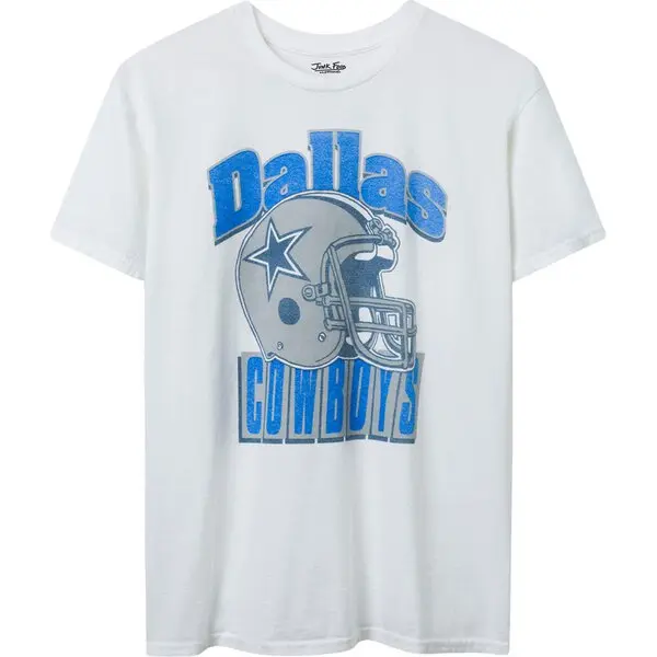 Junk Food Dallas Cowboys Throwback Helmet Graphic T-shirt - White
