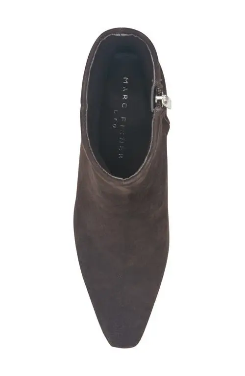 Marc Fisher Kole Square Toe Kitten Heel Bootie - Dark Brown/brown