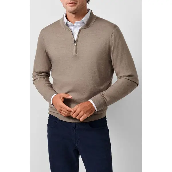 David Donahue Wool Blend Quarter Zip Sweater