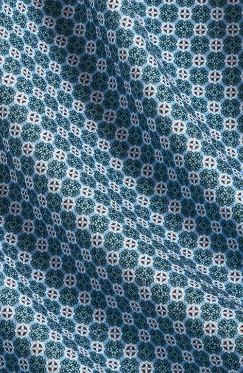 David Donahue Geometric Print Pima Cotton Shirt - Hunter/multi