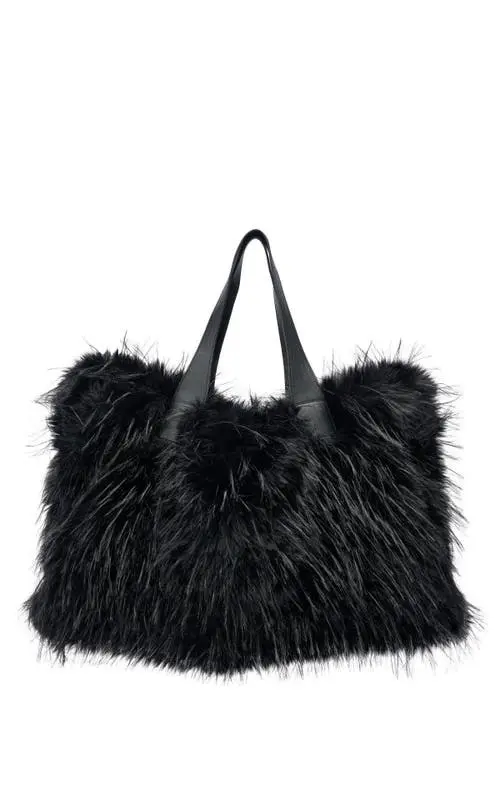 AZALEA WANG Confidante Faux Fur Handbag - Black