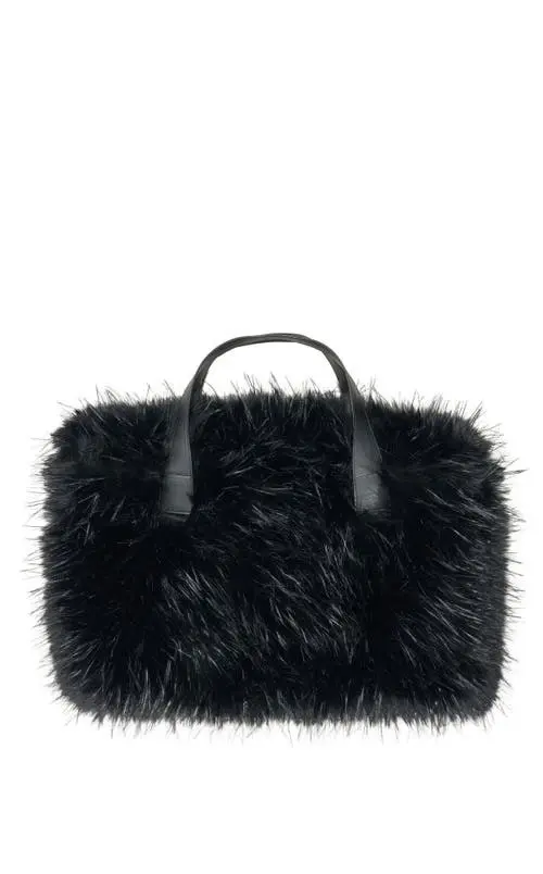 AZALEA WANG Confidante Faux Fur Handbag - Black
