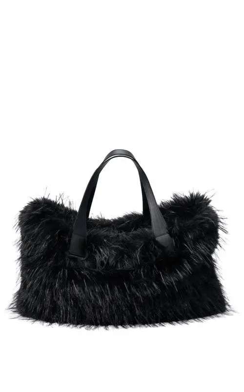 AZALEA WANG Confidante Faux Fur Handbag - Black