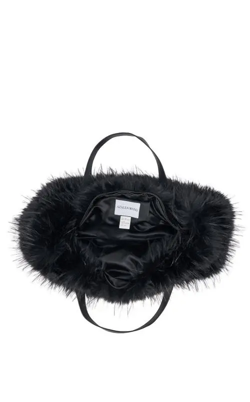 AZALEA WANG Confidante Faux Fur Handbag - Black