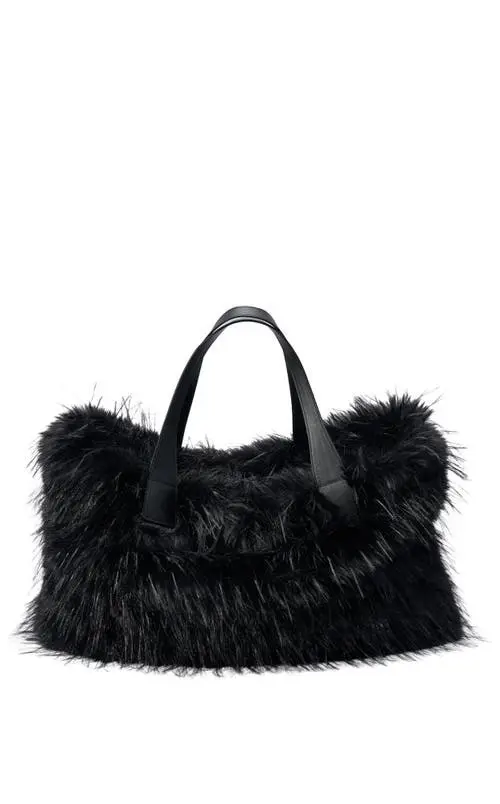 AZALEA WANG Confidante Faux Fur Handbag - Black