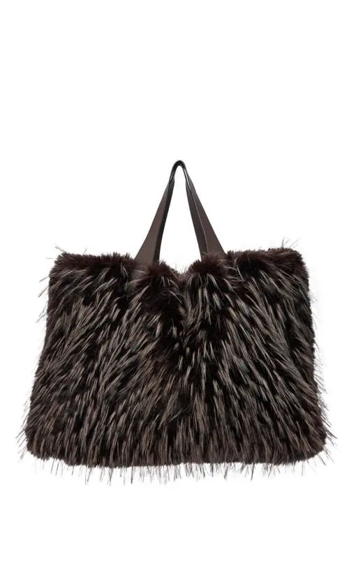 AZALEA WANG Confidante Faux Fur Handbag - Brown