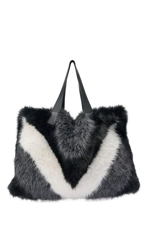 AZALEA WANG Confidante Faux Fur Handbag - Grey Multi