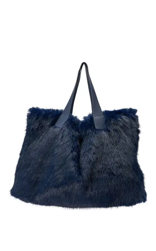AZALEA WANG Confidante Faux Fur Handbag - Navy
