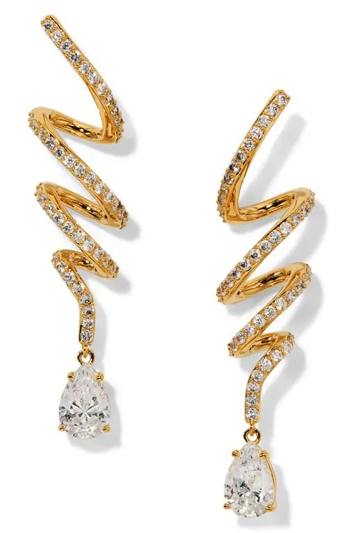 Nadri Muse Twirl Cubic Zirconia Linear Drop Earrings - Gold