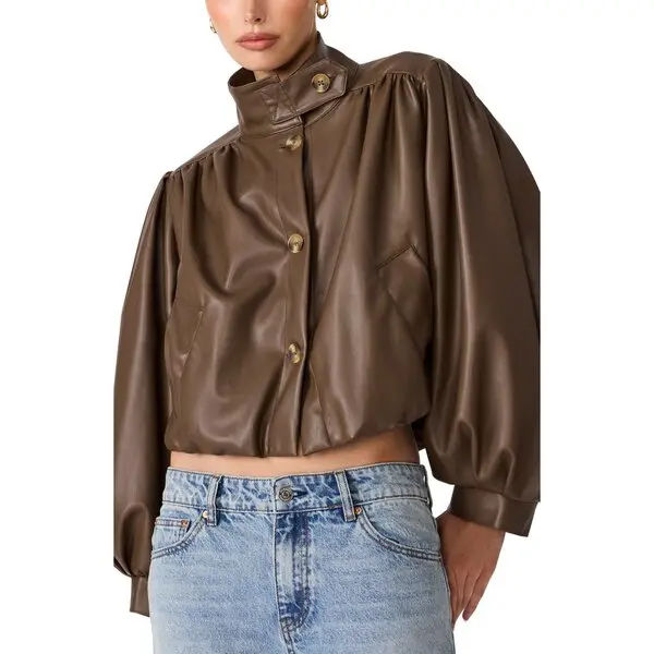 Steve Madden Deedee Faux Leather Bomber Jacket - Coco